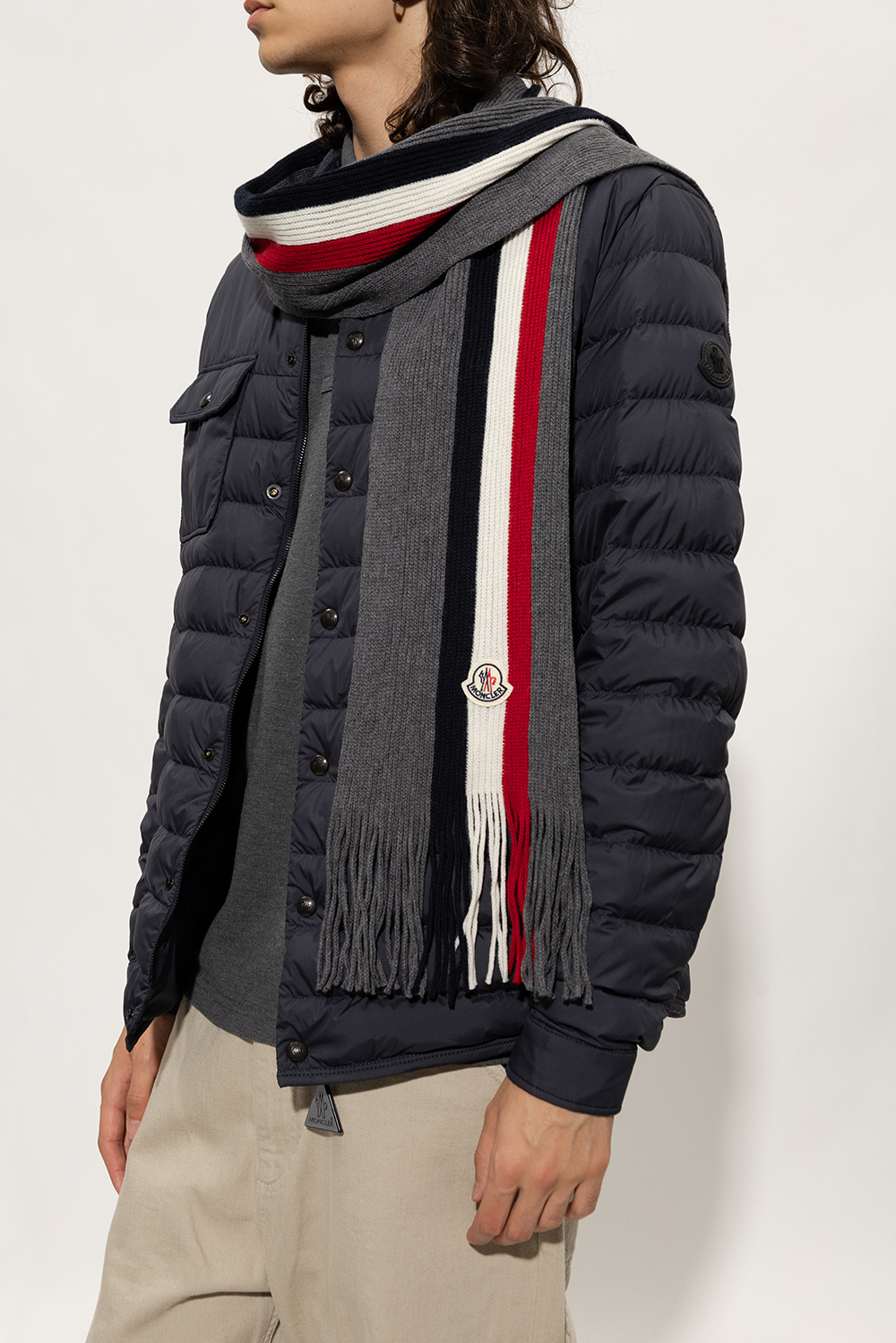 Grey Wool scarf Moncler SchaferandweinerShops Gibraltar